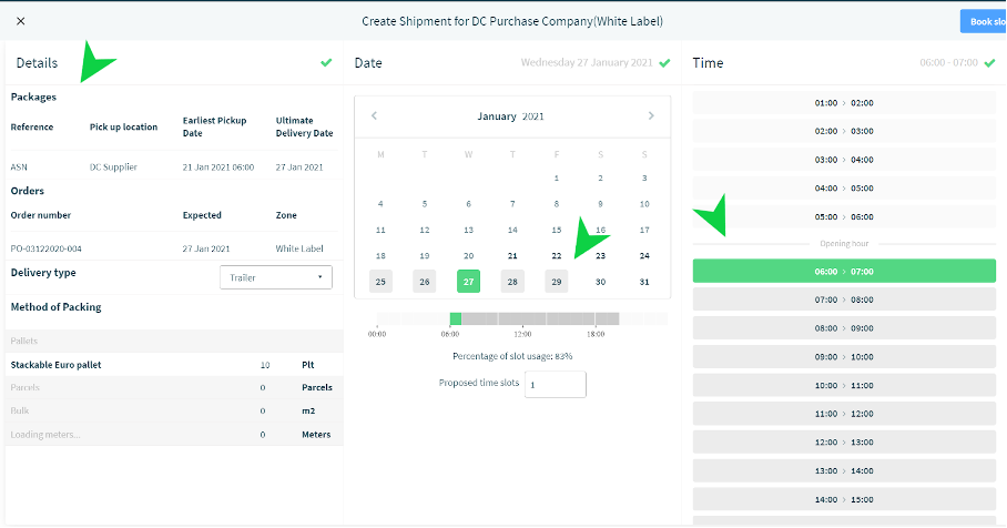 Step by Step guide to book a slot as a carrier based upon a package or ...